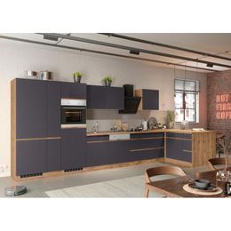 KOCHSTATION Winkelk&uuml;che &raquo;KS-Riesa&laquo; Stellbreite 490/153 cm, ohne E-Ger&auml;te braun B/H/T: 490cm x 200cm x 60cm, ohne E-Ger&auml;te
