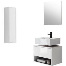 Home Affaire Badm&ouml;bel-Set &raquo;Studio Line, Bad im modernen Design, 3-teiliges Badezimmer&laquo; 3 Stk. tlg. wei&szlig; Einheitsgr&ouml;&szlig;e