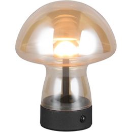 REALITY LEUCHTEN LED Tischleuchte &raquo;DOOLEY, Akku LED Tischlampe aus Glas, H&ouml;he 18 cm &Oslash; 14cm, IP20 1,5W LED&laquo; LED-Board 1 Stk. Warmwei&szlig; 140 Lumen 3000K 