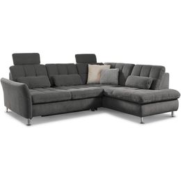 Die PlanBar Ecksofa &raquo;MP-IN20016 L-Form mit Kaltschaum-Polsterung&laquo; optional Kopfst&uuml;tzen & Schlaffunktion, mit Kaltschaum-Polsterung grau 100% Polyester
