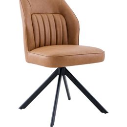 Hela 4-Fu&szlig;stuhl &raquo;PRIZZI&laquo; (Set) 1 Stk.4-Fu&szlig;, 360&deg; drehbar, Gestell oval, gepolstert, Lederoptik braun Metall, Polyester, Stoff B/H/T: 51cm x 92cm x 
