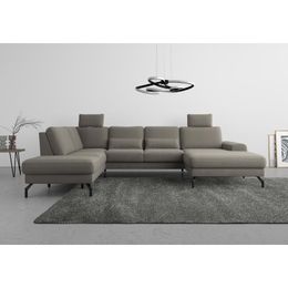Sit & More sit&more Wohnlandschaft &raquo;Cinturo U-Form&laquo; inklusive Sitztiefenverstellung und Federkern, Sitzh&ouml;he 48 cm braun B/H/T: 345cm x 91cm x 226cm, Luxus-