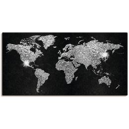 Artland Wandbild &raquo;Weltkarte Glitzer&laquo; Land- & Weltkarten 1 Stk. tlg. als Alubild, Leinwandbild, Poster in verschied. Gr&ouml;&szlig;en schwarz B/H/T: 60cm x 30cm, 
