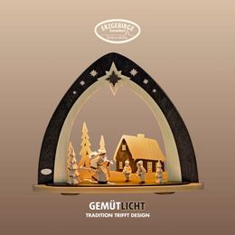 Weigla Lichterbogen &raquo;LED Waldweihnacht,handgeschnitzter Figuren,Schwibbogen,Made in Germany&laquo; 1 Stk. Erzgebirge garantiert, Weihnachtsdeko Innen, 