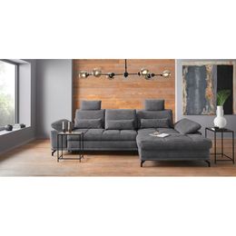 OTTO home Ecksofa &raquo;Costello L-Form, B: 301cm, Sitztiefen & Armteilverstellung, Federkern&laquo; 3 Nierenkissen, optional Schlaffunktion & Bettkasten grau 