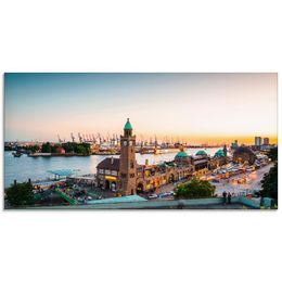 Artland Glasbild &raquo;Hamburg Hafen und Landungsbr&uuml;cken&laquo; Deutschland 1 Stk. tlg. in verschiedenen Gr&ouml;&szlig;en beige B/H/T: 60cm x 30cm, Glasbild Deutschland Querformat