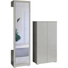 OTTO home Garderoben-Set &raquo;PARIS/ TOKYO&laquo; Komplett-Set, 2 Stk. tlg. grau Holzwerkstoff B/H/T: 130cmcm x 190cmcm x 35cmcm