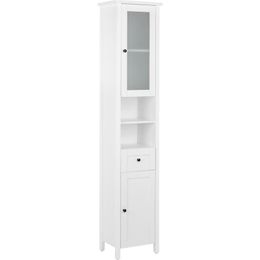 Welltime Hochschrank &raquo;Aalborg Schrank Badezimmerschrank Badschrank&laquo; Badm&ouml;bel im Landhaus-Stil, Breite 40 cm wei&szlig; MDF wei&szlig;, B/H/T: 40cm x 190cm x 