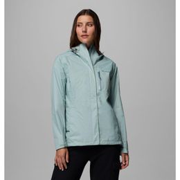 Columbia Damen Regenjacke &raquo;Pouring Adventure III Jacket&laquo; mit Kapuze mit per Gummizug verstellbarer Kapuze, wasserdicht, winddicht gr&uuml;n XS