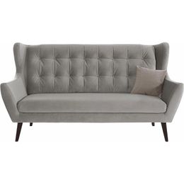 Home Affaire 3-Sitzer &raquo;Hemmink&laquo; mit Knopfheftung grau Samtvelours (100% Polyester);Luxus-Microfaser (100% Polyester);Struktur (94% Polyester, 6% 