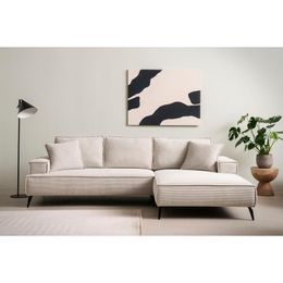 OTTO home Ecksofa &raquo;TVINNU Cord, L-Form, Breite 275 cm&laquo; wahlweise Recamiere rechts/links, schwarze F&uuml;&szlig;e, bequemer Sitzkomfort beige B/H/T: 275cm x 83cm