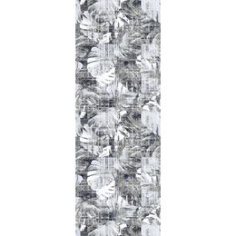 queence Vinyltapete &raquo;Doddy&laquo; Motiv floral gebl&uuml;mt gemustert glatt 90x250cm, selbstklebend, kinderleichte Anbringung,, Sticker grau Vinyl B/L: 0,9m x 