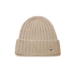 Pearlwood Unisex Pearlwood Strickm&uuml;tze &raquo;JANNE&laquo; in breiten Rippen gestrickt, breiter Umschlag, w&auml;rmend, Wollanteil beige Einheitsgr&ouml;&szlig;e