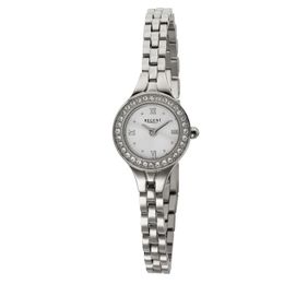 Regent Uhren Regent Damen Quarzuhr Armbanduhr, Damenuhr, Edelstahlarmband, analog, Glassteine silber Einheitsgr&ouml;&szlig;e