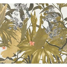 Livingwalls living walls Vliestapete &raquo;Desert Lodge&laquo; botanisch naturalistisch nat&uuml;rlich leicht strukturiert Palmen Tapete Dschungeloptik Tapeten Wohnzimmer 