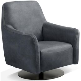 Egoitaliano Sessel &raquo;Felicity Drehsessel mit Wippfunktion, kompakt und bequem, Loungesessel&laquo; Solit&auml;rsessel drehbar mit Wipp-Funktion grau Luxus-Microfaser BLUSH, 