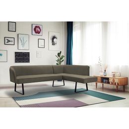 exxpo - sofa fashion Eckbank &raquo;Americano&laquo; mit Keder und Metallf&uuml;&szlig;en, Bezug in verschiedenen Qualit&auml;ten grau B/H/T: 270cm x 83cm x 197cm, Samtvelours, 