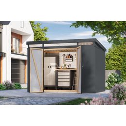 Karibu Ger&auml;tehaus &raquo;Argonium 3&laquo; Made in Germany grau Metall Einheitsgr&ouml;&szlig;e