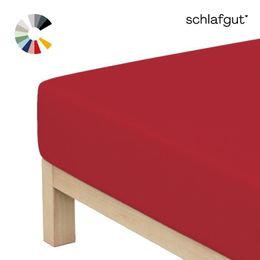 Schlafgut Spannbettlaken &raquo;Basic Cotton Bettlaken, 160 g/m&sup2;, 100% Baumwolle, Spannbetttuch&laquo; Spannbettlaken bis 20 cm Matratzenh&ouml;he, b&uuml;gelfrei und pflegeleicht 