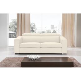 Egoitaliano 2,5-Sitzer &raquo;Cabiria, Design und super Sitzkomfort&laquo; inkl. manuell verstellbarer Kopfst&uuml;tzen, mit Metallf&uuml;&szlig;en beige Leder &raquo;BULL&laquo; (echtes Rindsleder). 