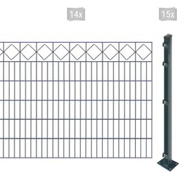 Arvotec Doppelstabmattenzaun &raquo;EASY 120 zum Aufschrauben "Karo" mit Zierleiste&laquo; Zaunh&ouml;he 120 cm, Zaunl&auml;nge 2 - 60 m grau Kunststoff, Stahl H/L: 120cm x 28m, 