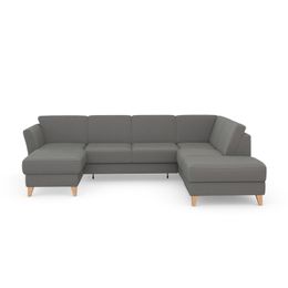 Sit & More sit&more Wohnlandschaft &raquo;Visby U-Form&laquo; wahlweise mit Schlaffunktion und Stauraum, frei im Raum stellbar grau B/H/T: 303cm x 87cm x 213cm, Struktur 