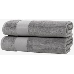 Duscht&uuml;cher &raquo;Premium Low-Twist Baumwolle 550 g/m&sup2; &ndash; 2 gro&szlig;e Duscht&uuml;cher&laquo; 70&times;140 cm &ndash; weich, saugf&auml;hig und ideal f&uuml;r Bad & Wellness grau Frottier, 
