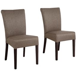 Home Affaire Esszimmerstuhl &raquo;Queen&laquo; (Set) 2 Stk.Beine aus massiver Buche, wengefarben lackiert, Polsterstuhl braun Massivholz B/H/T: 46cm x 93cm x 