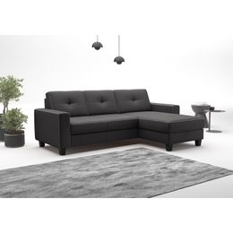 OTTO home Ecksofa &raquo;Varese&laquo; wahlweise mit Schlaffunktion und Bettkasten schwarz B/H/T: 239cm x 91cm x 164cm, NaturLEDER , Recamiere rechts,mit 