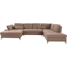 OTTO home Wohnlandschaft &raquo;Costello U-Form, B: 363 cm mit Sitztiefen- & Armteilverstellung&laquo; optional Schlaffunktion & Bettkasten braun 100% Polyester;