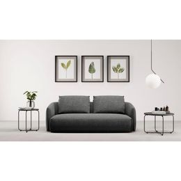Trendmanufaktur 3-Sitzer &raquo;Shawn Designsofa, elegant geschwungen Armlehnen, bequem&laquo; organischer Form, mit hochwertigem Bezug schwarz 100% Polyester B/H