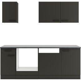 Optifit K&uuml;chenzeile &raquo;Palma&laquo; Breite 210 cm, wahlweise mit E-Ger&auml;ten, seitenverkehrt stellbar grau B/H/T: 210cm x 60cm, ohne E-Ger&auml;te