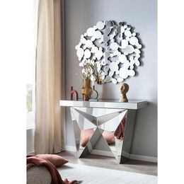 Salesfever Konsolentisch &raquo;Design-Konsole f&uuml;r stilvolles Ambiente&laquo; verspiegelt, in edler Form und besonderer Optik silber B/H/T: 120cm x 81cm x 35,5cm,