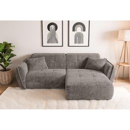 Home Affaire Ecksofa &raquo;MIRELDA L-Form mit Steppungen, Recamiere rechts/links, Breite 253 cm&laquo; Sitztiefe 62 cm, elegant und bequem, 2 Zierkissen, 
