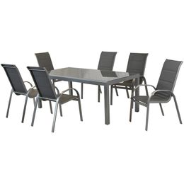 Merxx Garten-Essgruppe &raquo;Amalfi&laquo; 7 Stk. tlg. silber Aluminium, Polyester Polyester