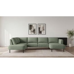 OTTO home Wohnlandschaft &raquo;Cesola&laquo; in weichem Chenille-Stoff, Breite 327 cm, mit schwarzen Metallf&uuml;&szlig;en gr&uuml;n 90% Polyester, 10% Nylon B/H/T: 327cm x 