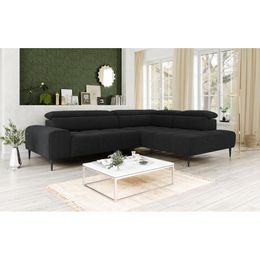 OTTO home Ecksofa &raquo;Theo L-Form, B: 298 cm&laquo; mit Kopfteilverstellung, optional Sitztiefenverstellung schwarz 100% Polyester (PES) B/H/T: 298cm x 222cm, 