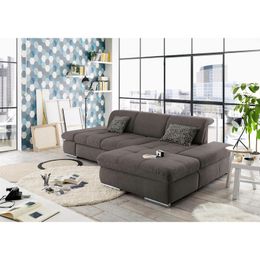 set one by Musterring Ecksofa &raquo;SO4100 V&laquo; mit verstellbaren Kopfteilen, wahlweise mit Funktionen, Cord-Bezug braun B/H/T: 284cm x 80cm x 190cm, Luxus-