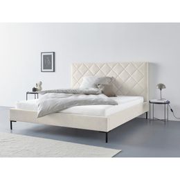 Home Affaire Polsterbett &raquo;Charlott&laquo; Modernes Polsterbett mit oder ohne Lattenrost beige L&auml;nge B: 215cm x 194cm, Strukturstoff Lattenrost, H&ouml;he Bett: 