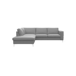 FLEXLUX Ecksofa &raquo;Fiore, L-Form&laquo; breite Armlehnen, F&uuml;&szlig;e alufarben, B/T 241/225 cm, Kaltschaum im Sitz schwarz 100% Echteder B/H/T: 241cm x 85cm x 225cm