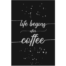 Artland Alu-Dibond-Druck &raquo;Leben beginnt nach dem Kaffee&laquo; Spr&uuml;che & Texte 1 Stk. tlg. f&uuml;r Innen- und Au&szlig;enbereich geeignet, Outdoorbild schwarz B/H/T: 40cm x 