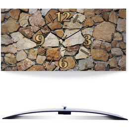 Artland Wanduhr &raquo;Braune Steinwand&laquo; wahlweise mit Quarz- oder Funkuhrwerk, lautlos ohne Tickger&auml;usche beige B/H/T: 60cm x 30cm x 0,3cm, Funkuhr