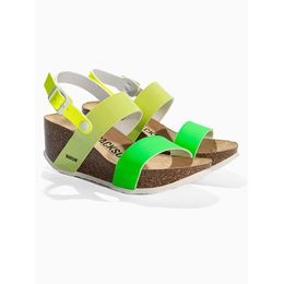 BACKSUN Keilsandaletten "Cali" in Gr&uuml;n/ Gelb - 67% | Gr&ouml;&szlig;e 39 | Damen-sandalen