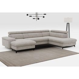 COTTA Wohnlandschaft &raquo;Emma U-Form, B: 328 cm&laquo; mit Kopfteilverstellung, optional Schlaffunktion & Bettkasten grau B/H/T: 328cm x 97cm x 215cm, Struktur