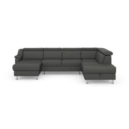 Sit & More sit&more Wohnlandschaft &raquo;Freetown U-Form&laquo; Kopfteilverstellung und Federkern, wahlweise mit Schlaffunktion grau B/H/T: 315cm x 84cm x 216cm, Luxus-