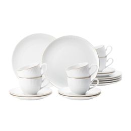 Seltmann Weiden Kaffeeservice &raquo;Service 18-teilig Amina Goldrand&laquo; Kaffeetassen, Untertassen, Teller, wei&szlig;, gold Porzellan 18 Stk.