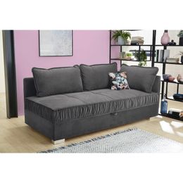 Jockenh&ouml;fer Relaxliege &raquo;Dana, B: 207 cm, Liegefl. 91x202 cm&laquo; mit Schlaffunktion, Bettkasten & Zierkissen grau Samt (100% Baumwolle) B/H/T: 207cm x 98cm, Samt, 