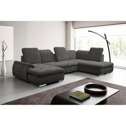 WERK2 Wohnlandschaft &raquo;Pula, modern, funktionell und gem&uuml;tlich&laquo; verstellbare Kopfteile, mit Schlaffunktion und Bettkasten grau 100% Polyester B/H/T: 