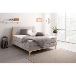 OTTO home Boxspringbett &raquo;Jelle&laquo; 5 Stk. tlg. zertifizierte, recycelte Bezugsstoffe, verschiedene Ausf&uuml;hrungen silber Polyester Struktur (recyceltes 