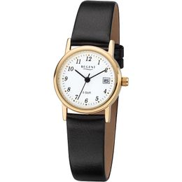 Regent Uhren Regent Damen Quarzuhr Armbanduhr, Damenuhr, Datum, Lederarmband, analog, &Oslash; ca. 25mm schwarz Einheitsgr&ouml;&szlig;e
